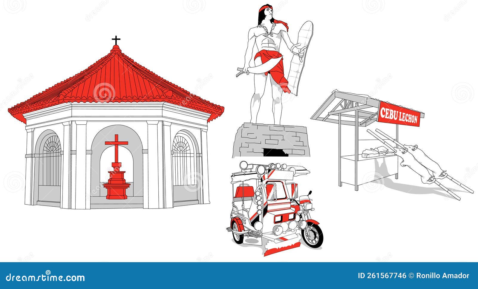 Philippine Cebu Sinulog Festival Celebration Landmark Cartoon Vector ...