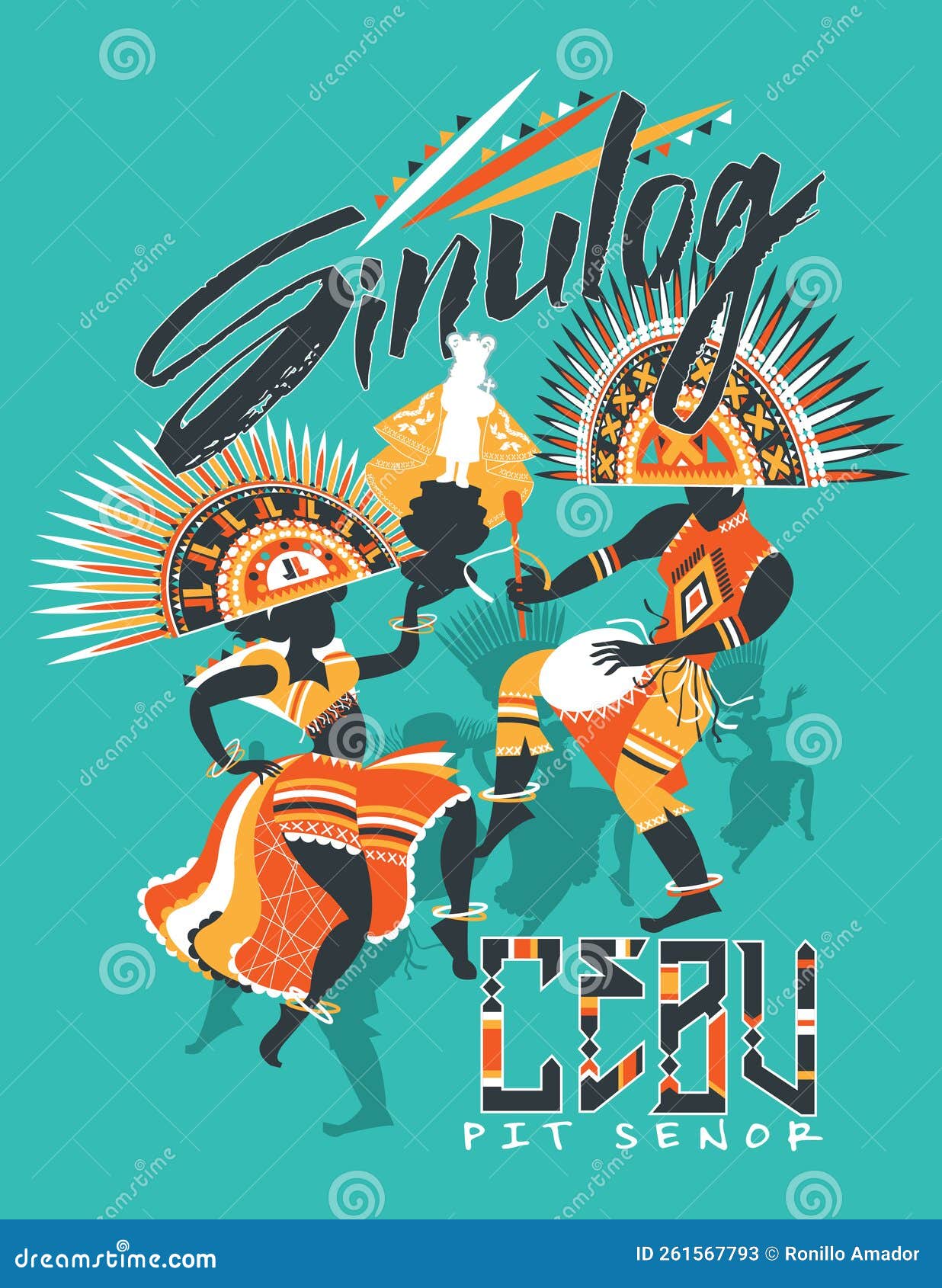 Philippine Cebu Festival Sinulog Celebration Fiesta Stock Vector ...