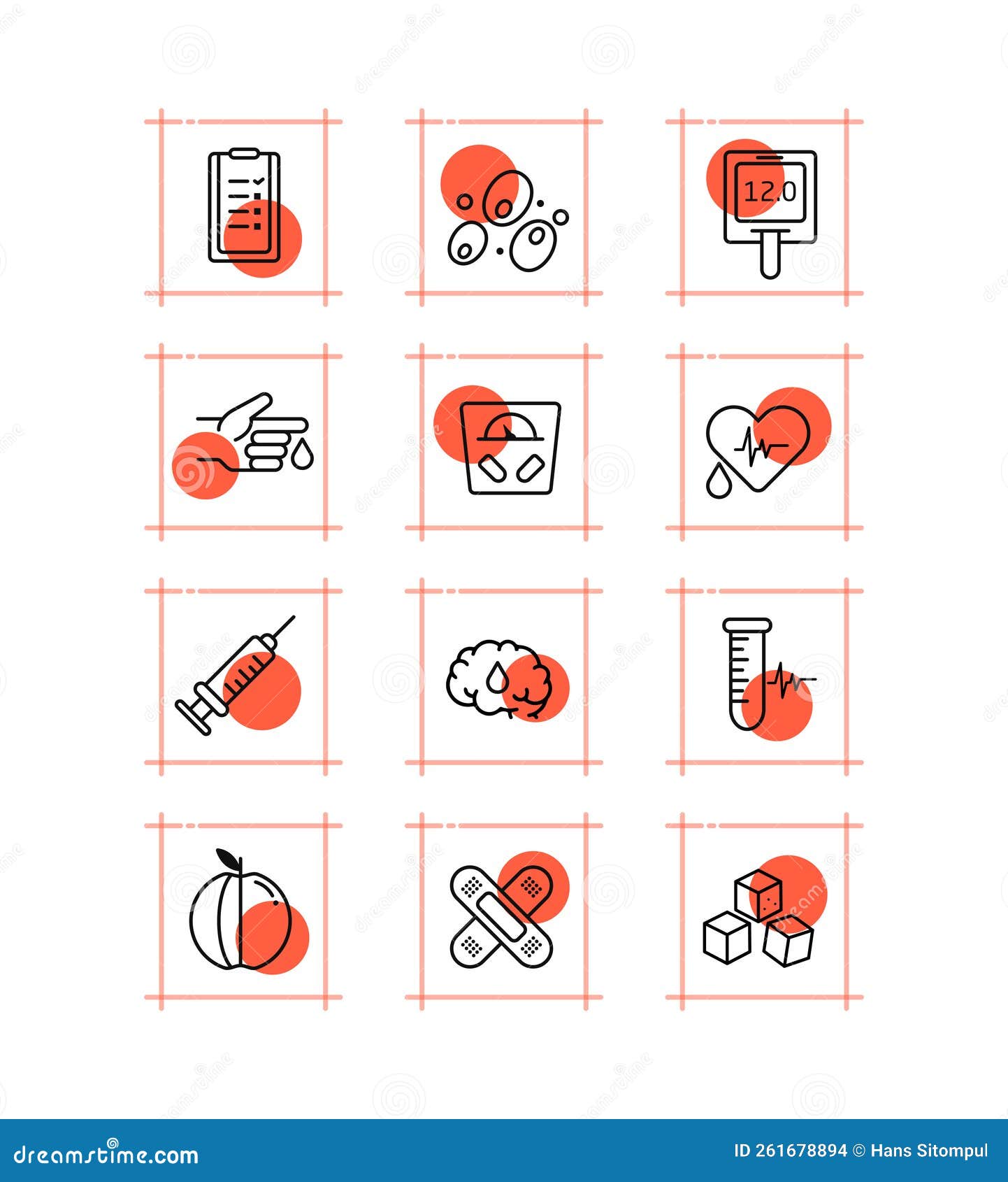 Icons Banners Diabetes Background White. Stock Illustration ...