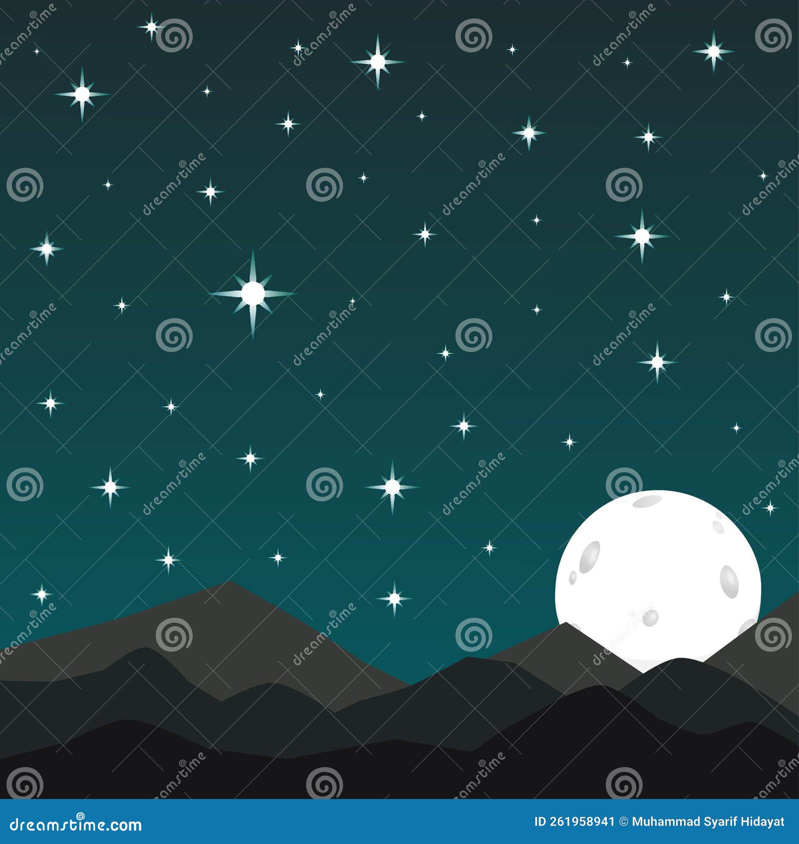 Moon and Stars on Night Background. Galaxy Pattern Stock Illustration ...