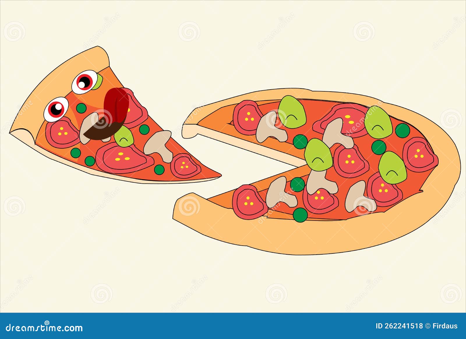 Illustration of Delicious Fizza Slices with Fancy Vegetable Slices ...