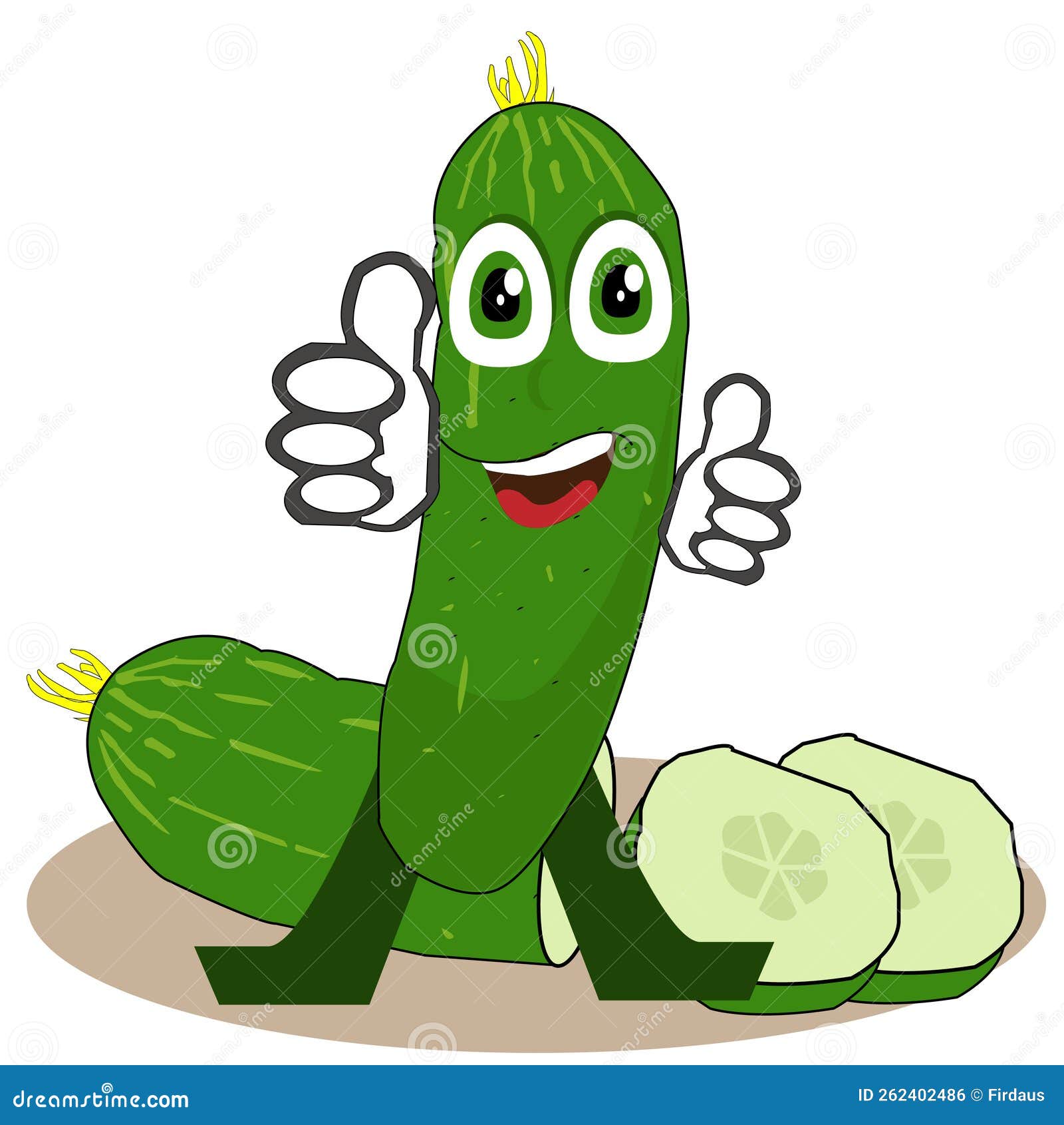 Illustration Green Cucumber with Some Cucumber Slices Looking Around ...