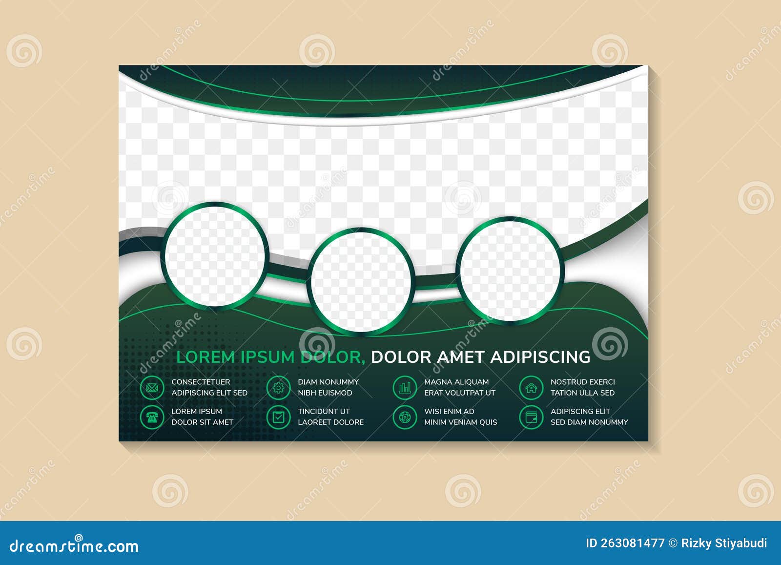 Abstract Flyer Template Design with Dummy Text Horizontal Layout Stock ...