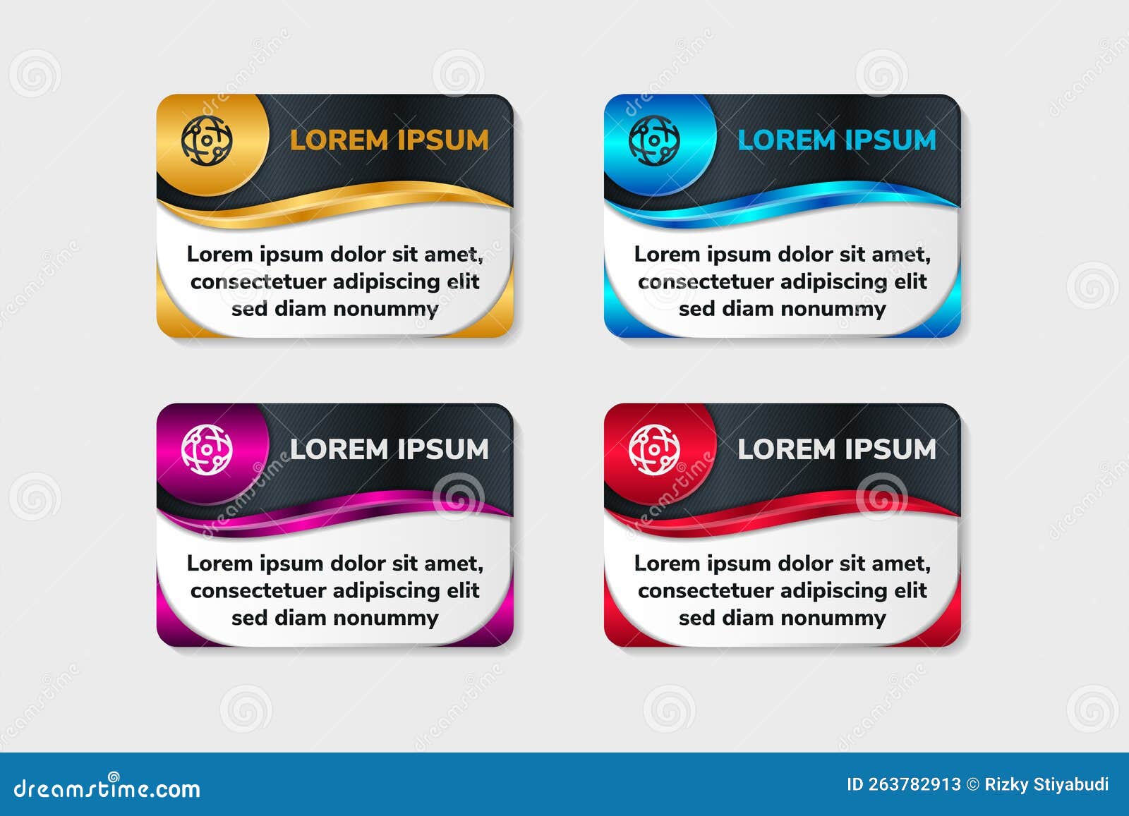 Four Step Infographic with Rectangle Layout. 3d Paper Fold Style Stock ...