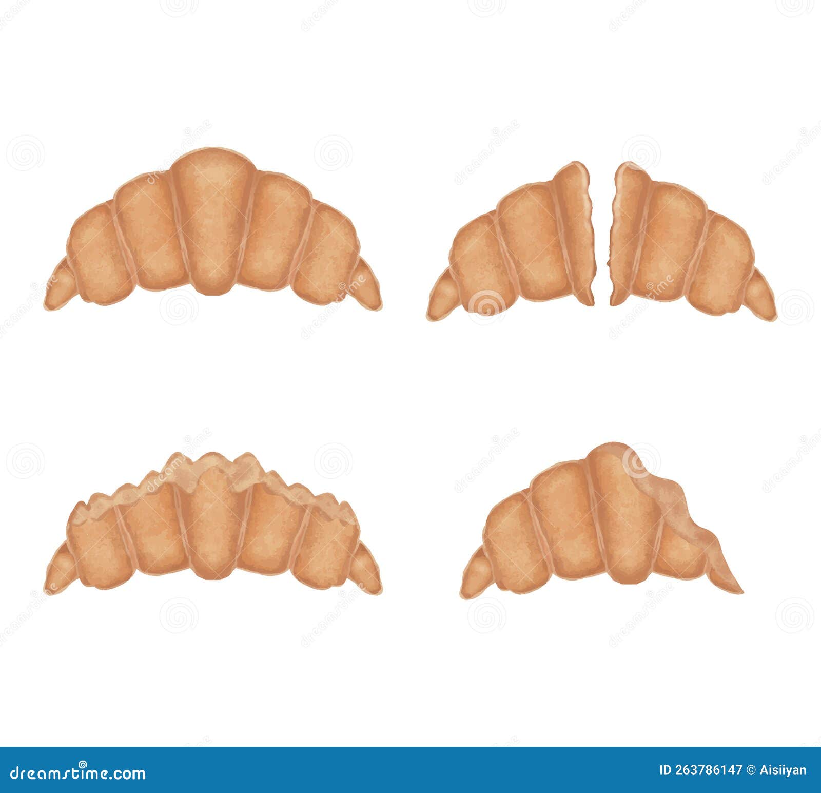 Illustration Vector Graphic Drawing of Watercolor Bread Croissant Stock ...
