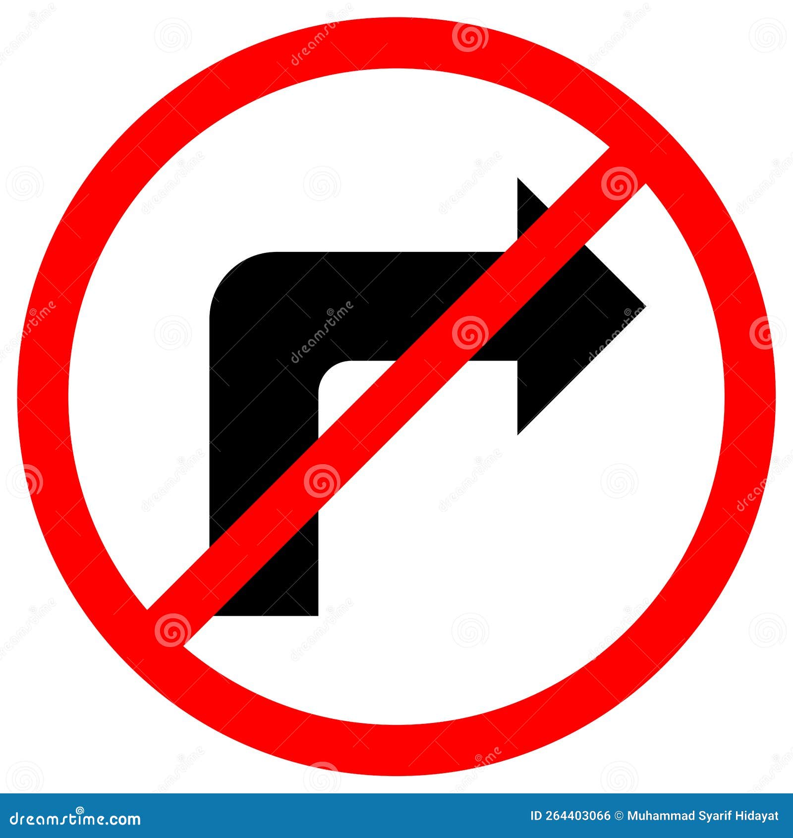 No Turning Right Sign. Vector Illustration Stock Illustration ...