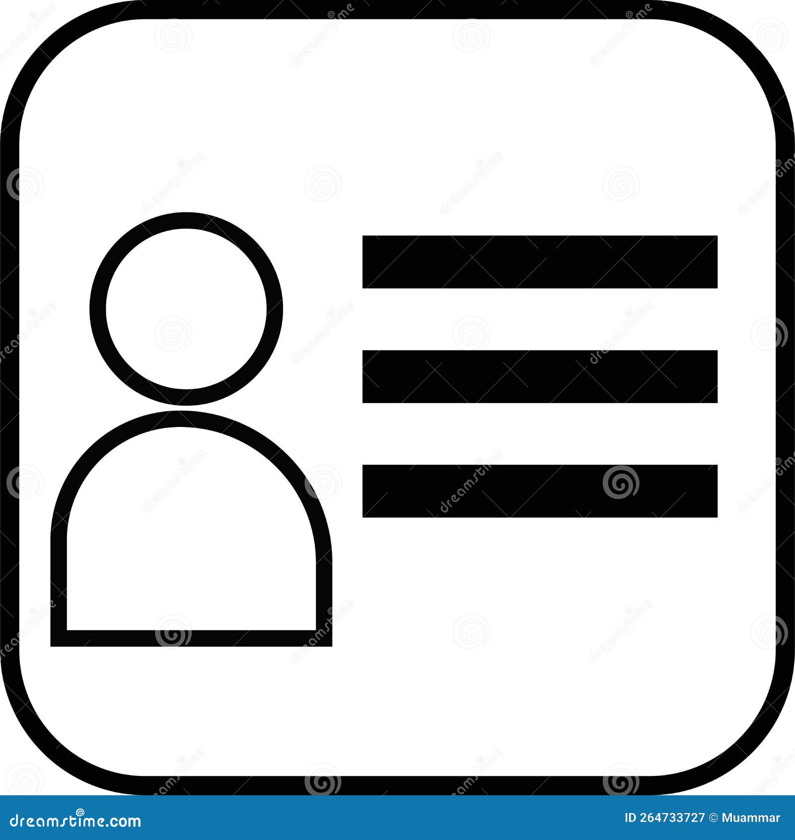 Symbol of ID card icon stock illustration. Illustration of line - 264733727