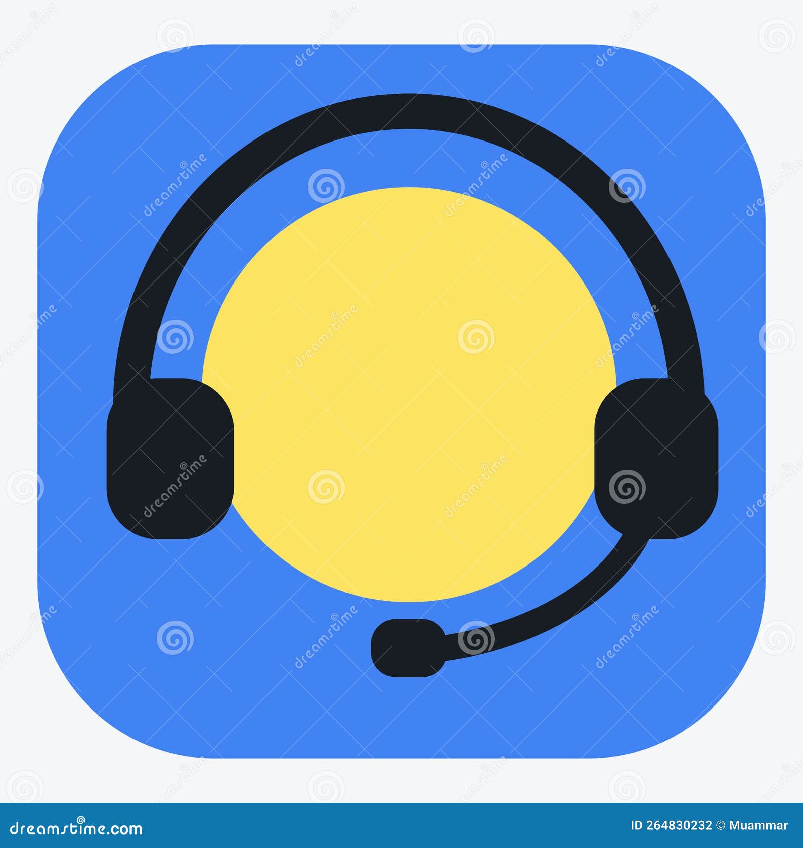 Customer Service Icon with Headphone on Blu Button Stock Illustration ...
