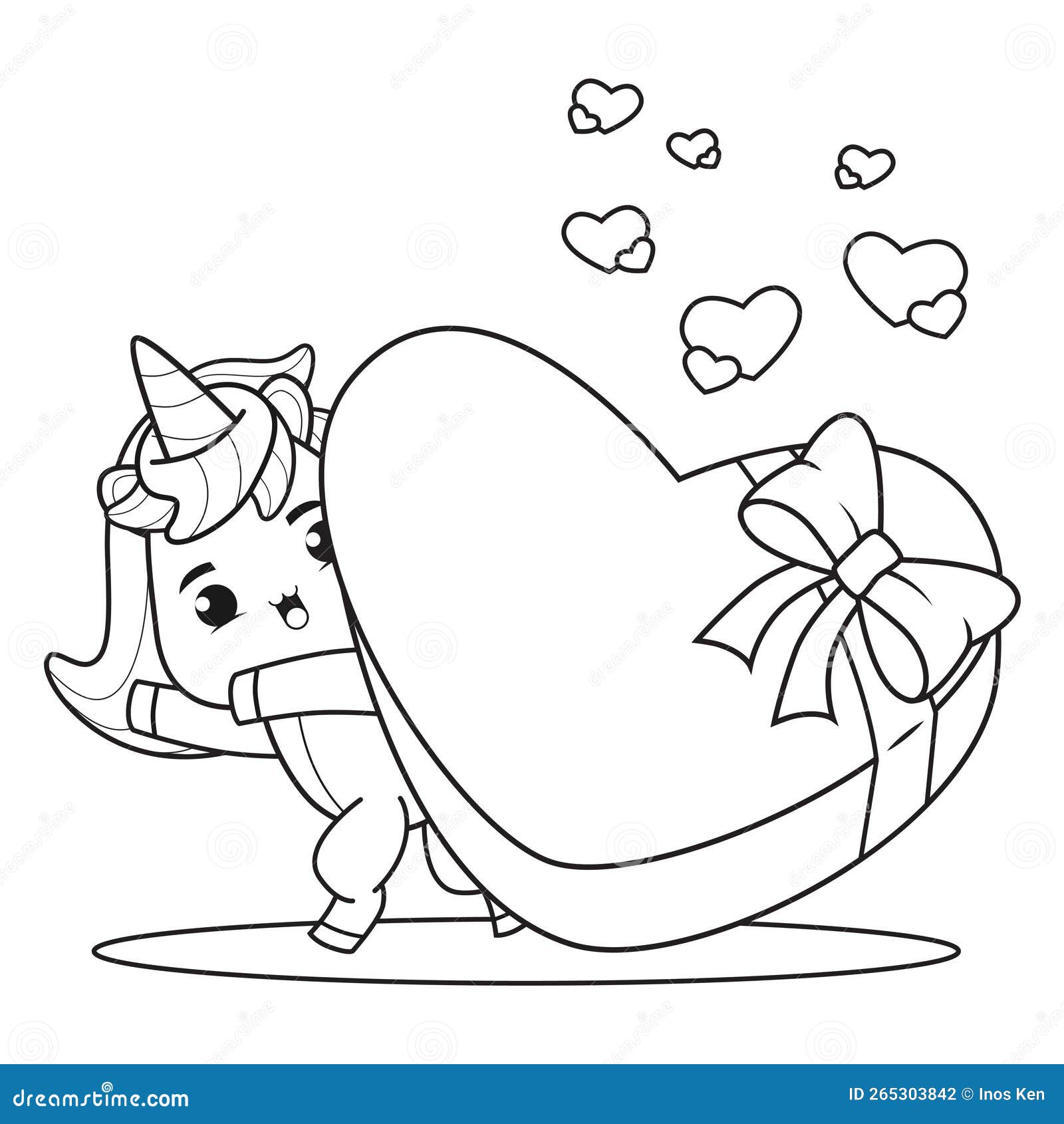 Coloring Book Cute Unicorn for Valentine`s Day Stock Vector ...