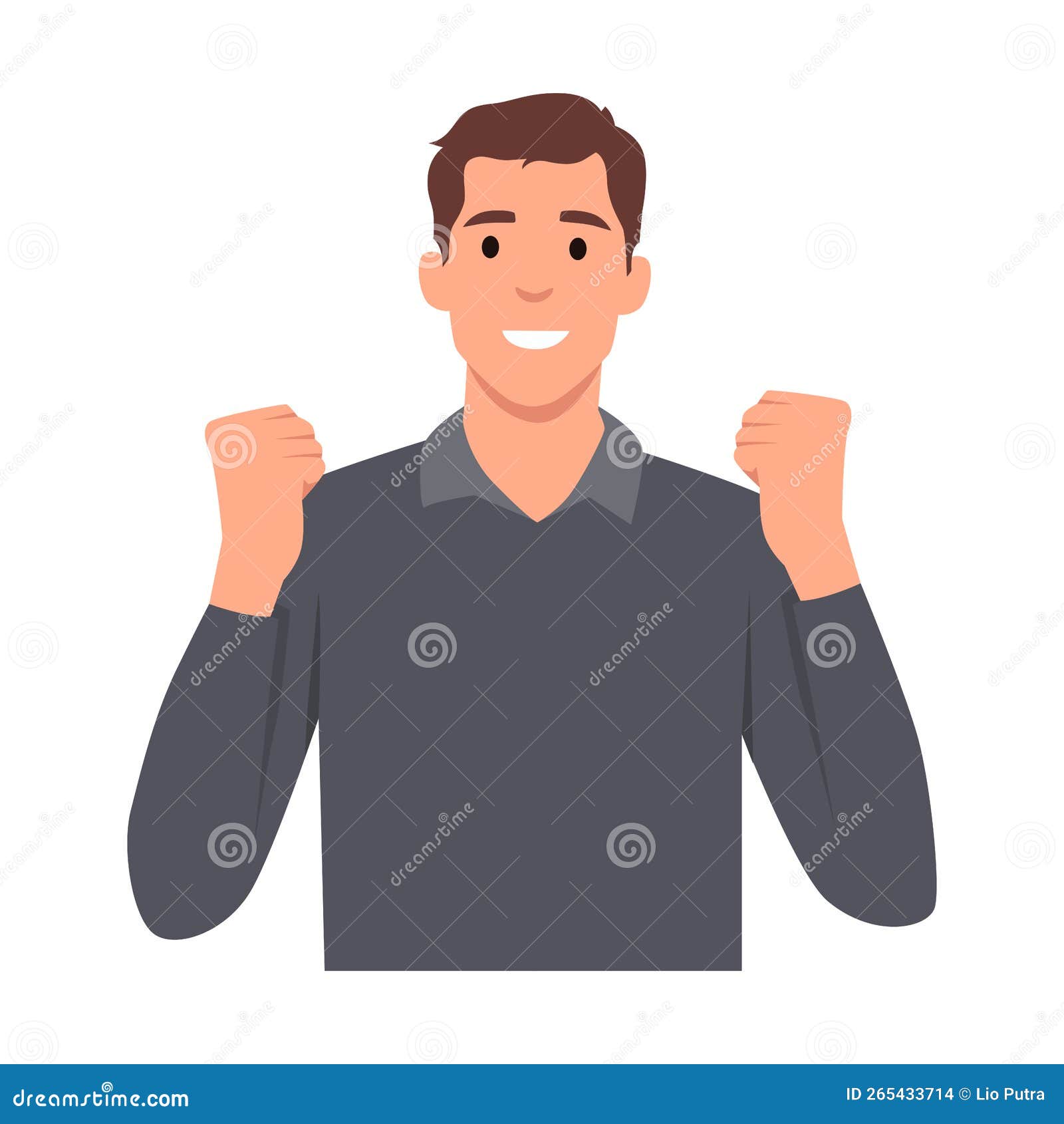 Young Man Celebrating Victory Expressing Success, Power, Energy Stock ...