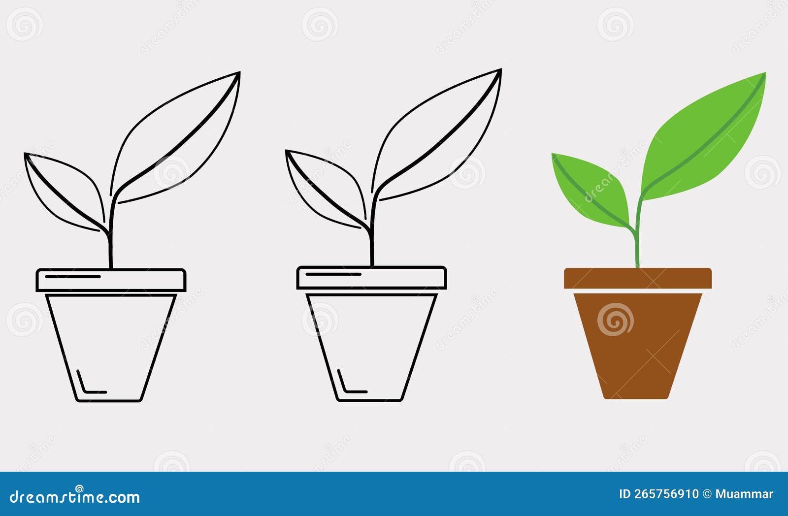 Outline Plant Vector Icons. the Green Icons for Gardening and Farm ...