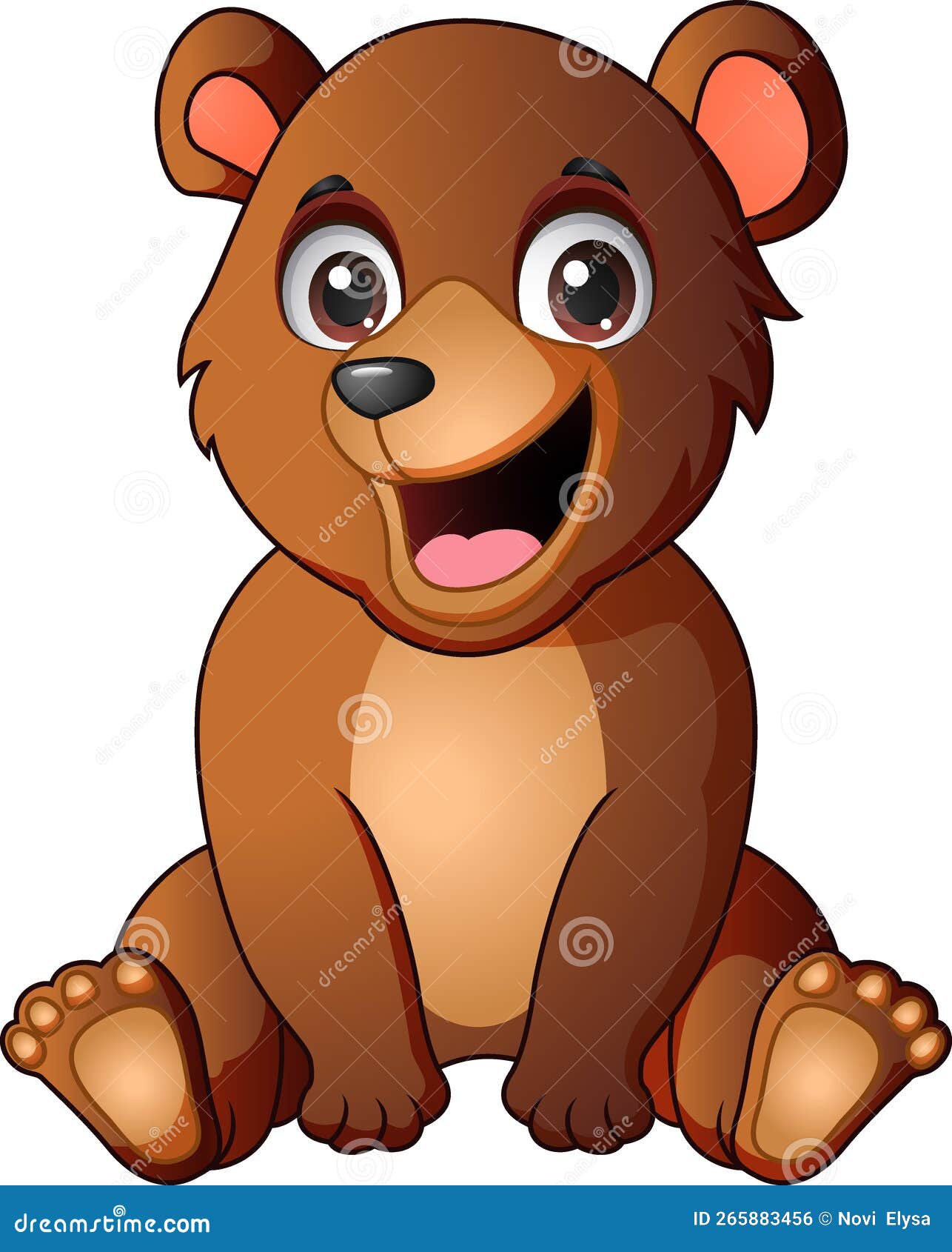 Cute Little Bear Cartoon Sitting Stock Vector - Illustration of cheer ...