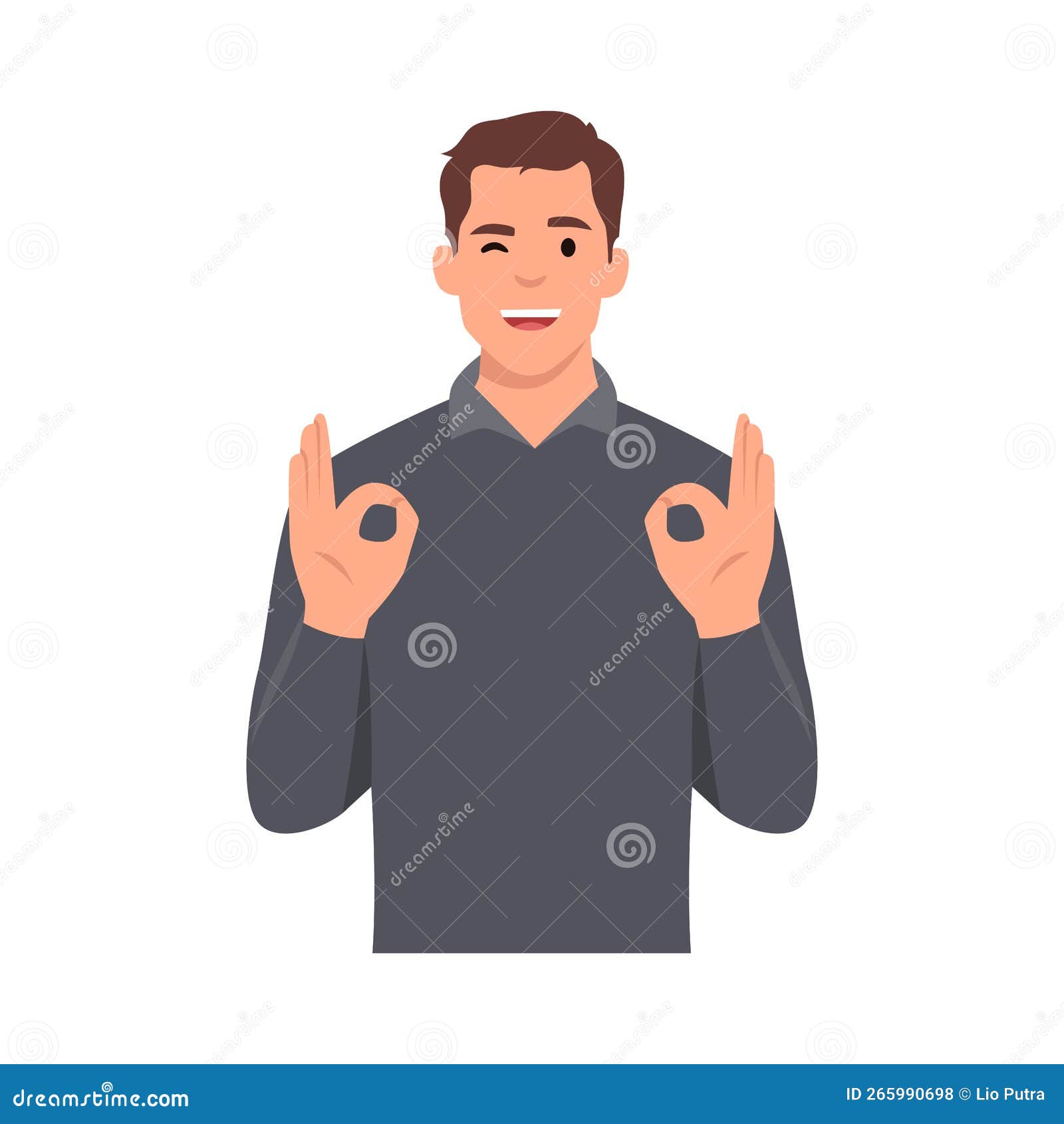 Young Man is Showing a Gesture Okay, Ok. Flat Vector Stock Vector ...