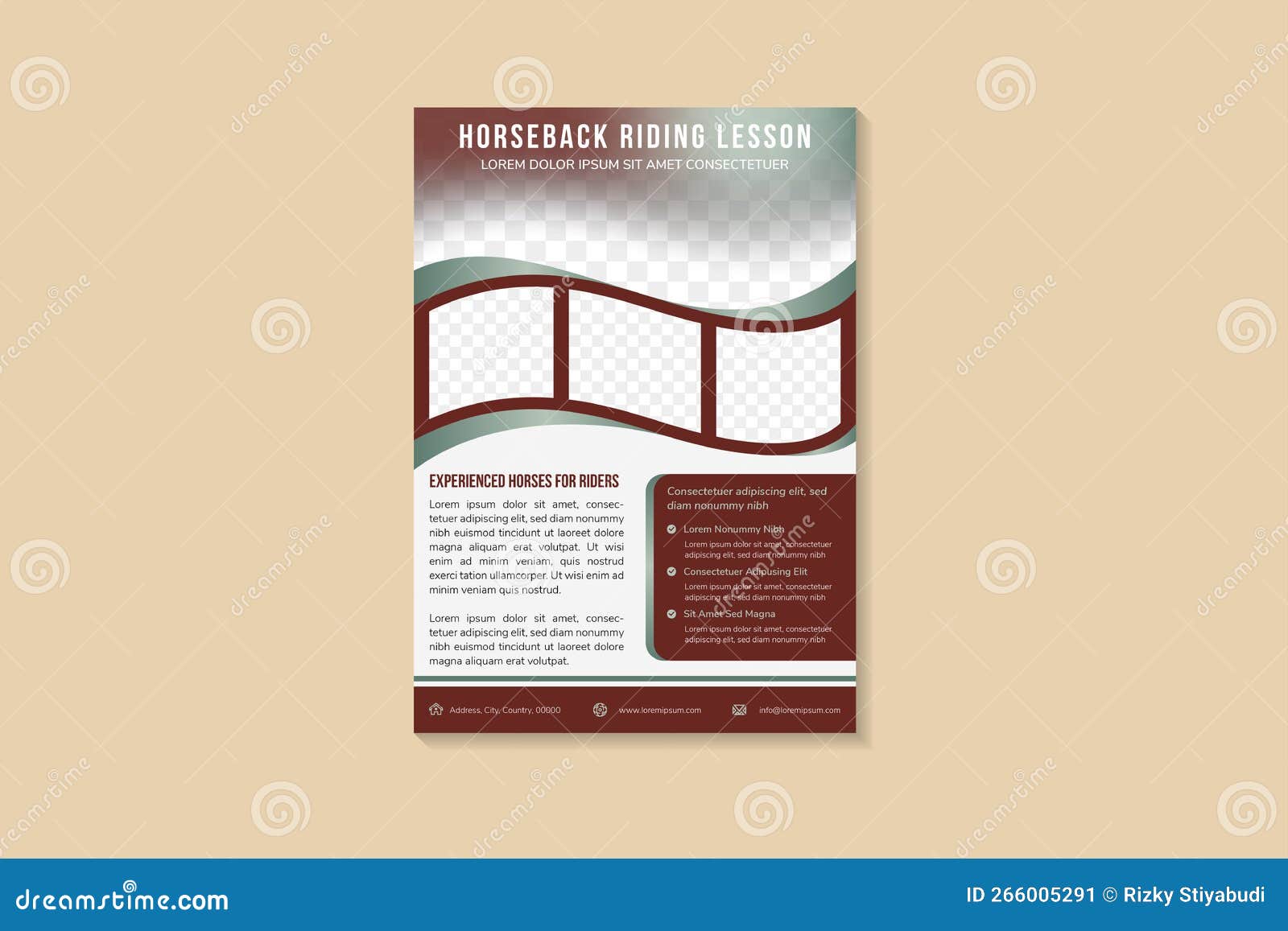 Horseback Riding Lesson Flyer Design Template. Sport or Education ...