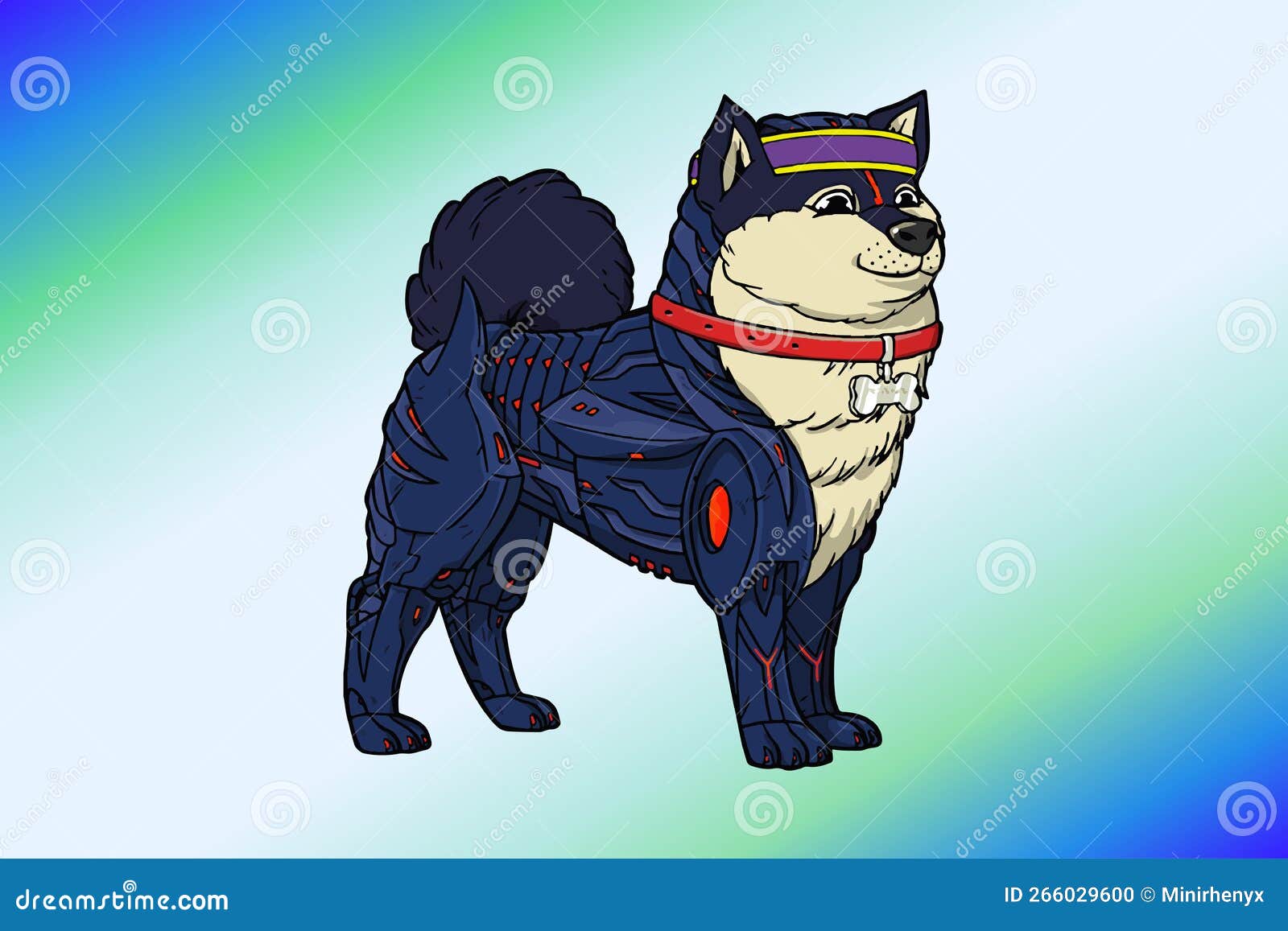 Blue Cyborg Shiba Inu Dog Yacht Club. Bored Ape Doge Pets Cartoon ...
