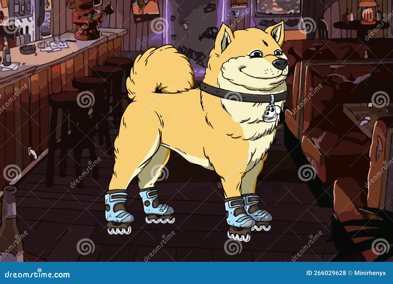 Shiba Dog Illustration on a Yacht Club. Bored Ape Doge Pets Cartoon ...