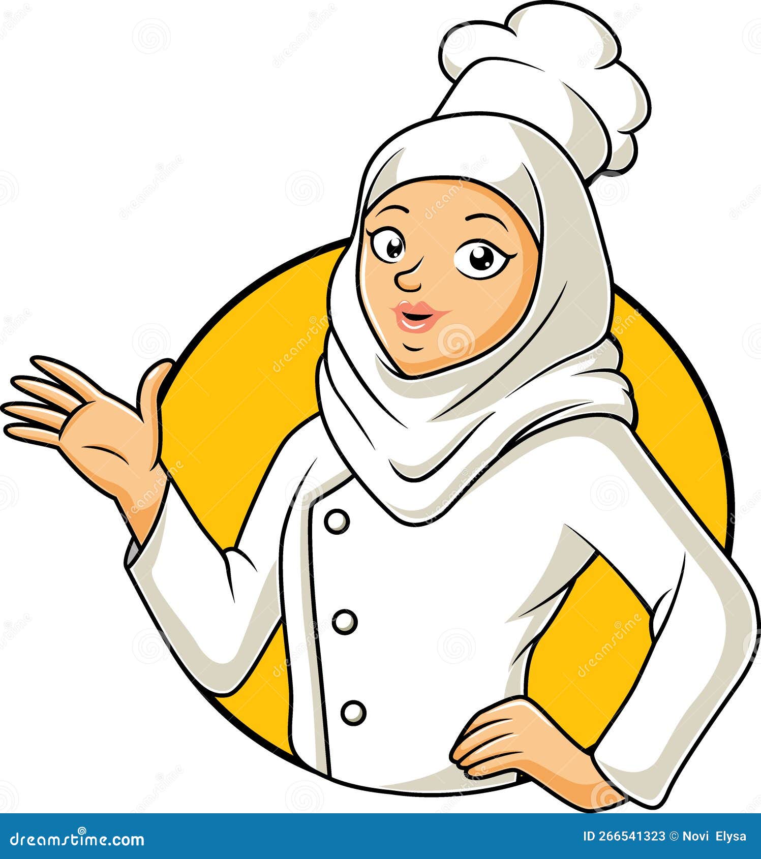 Cute Muslim Girl Chef Cartoon Presenting Stock Vector - Illustration of ...