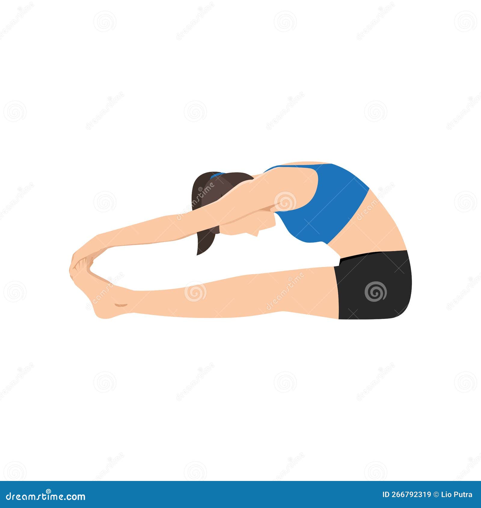 Woman Doing Seated Toe Touch Stretch Exercise Flat Vector Stock Vector