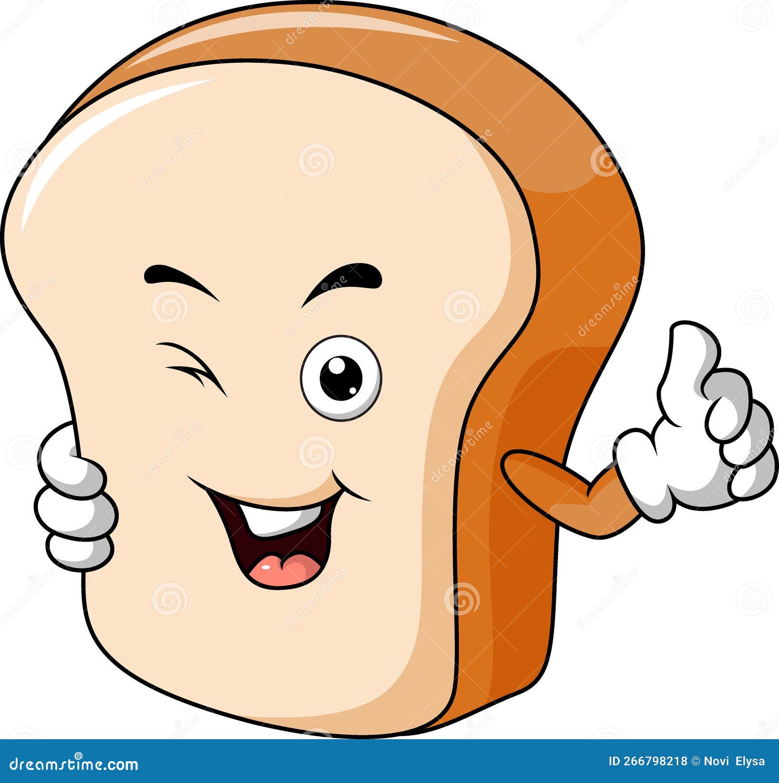 Cute Bread Cartoon Character Giving Thumb Up Stock Vector ...