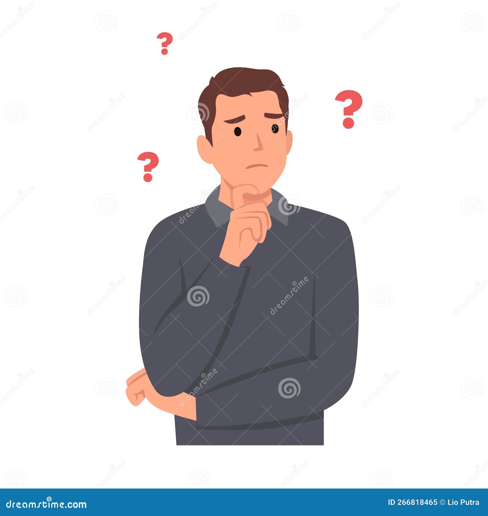 Young Man Cartoon Character Confused Thinking about Problem Solutio ...