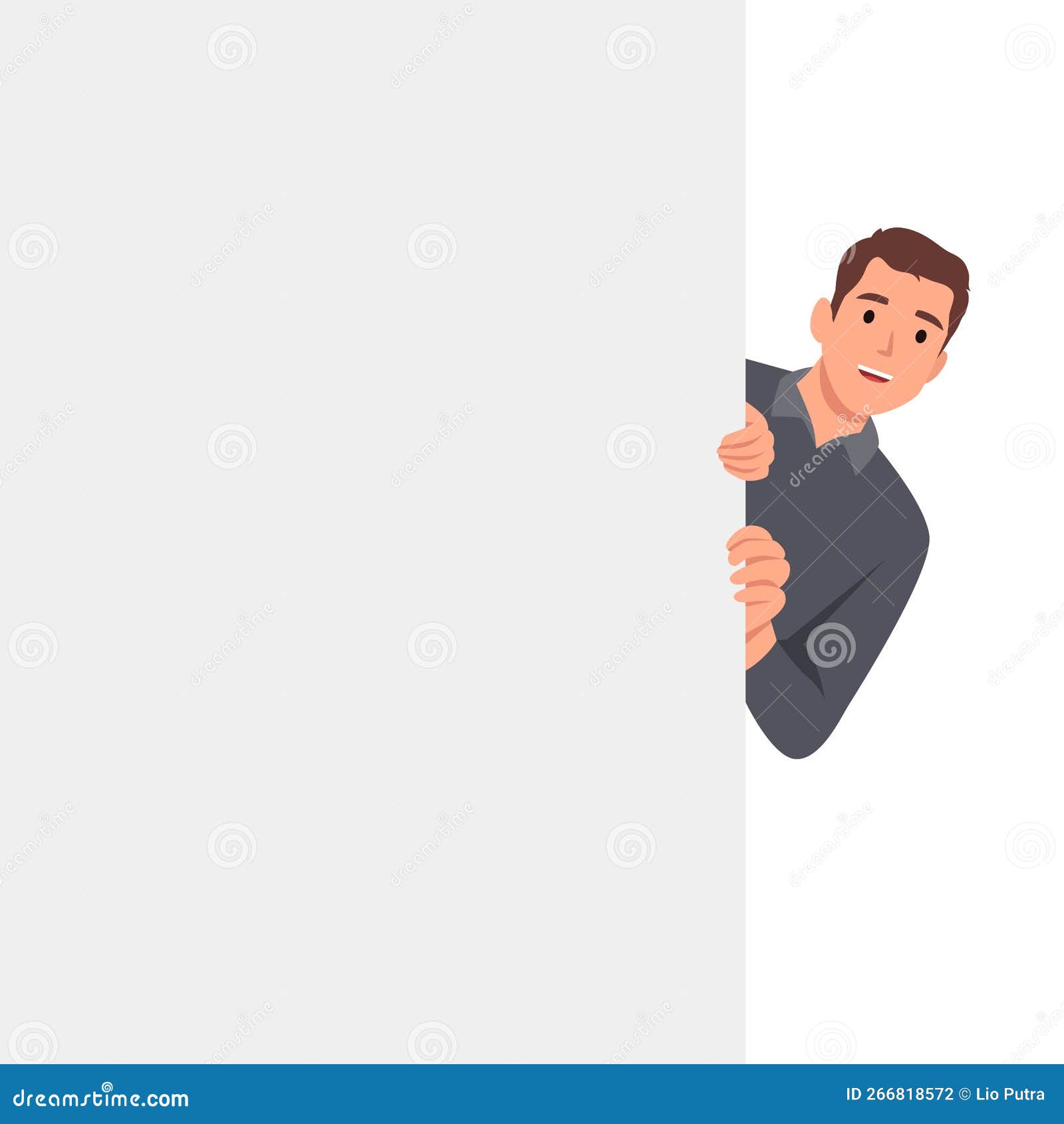 Young Curious Male Character Peeking from Behind Wall Stock ...