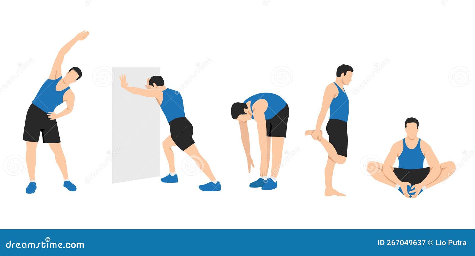 Workout Man Set. Man Doing Fitness Exercises Stock Illustration ...