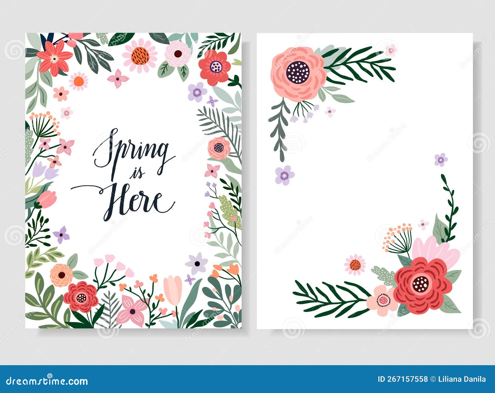 Spring Time Set with Greeting Cards, Invitation, Poster, Floral Frame ...