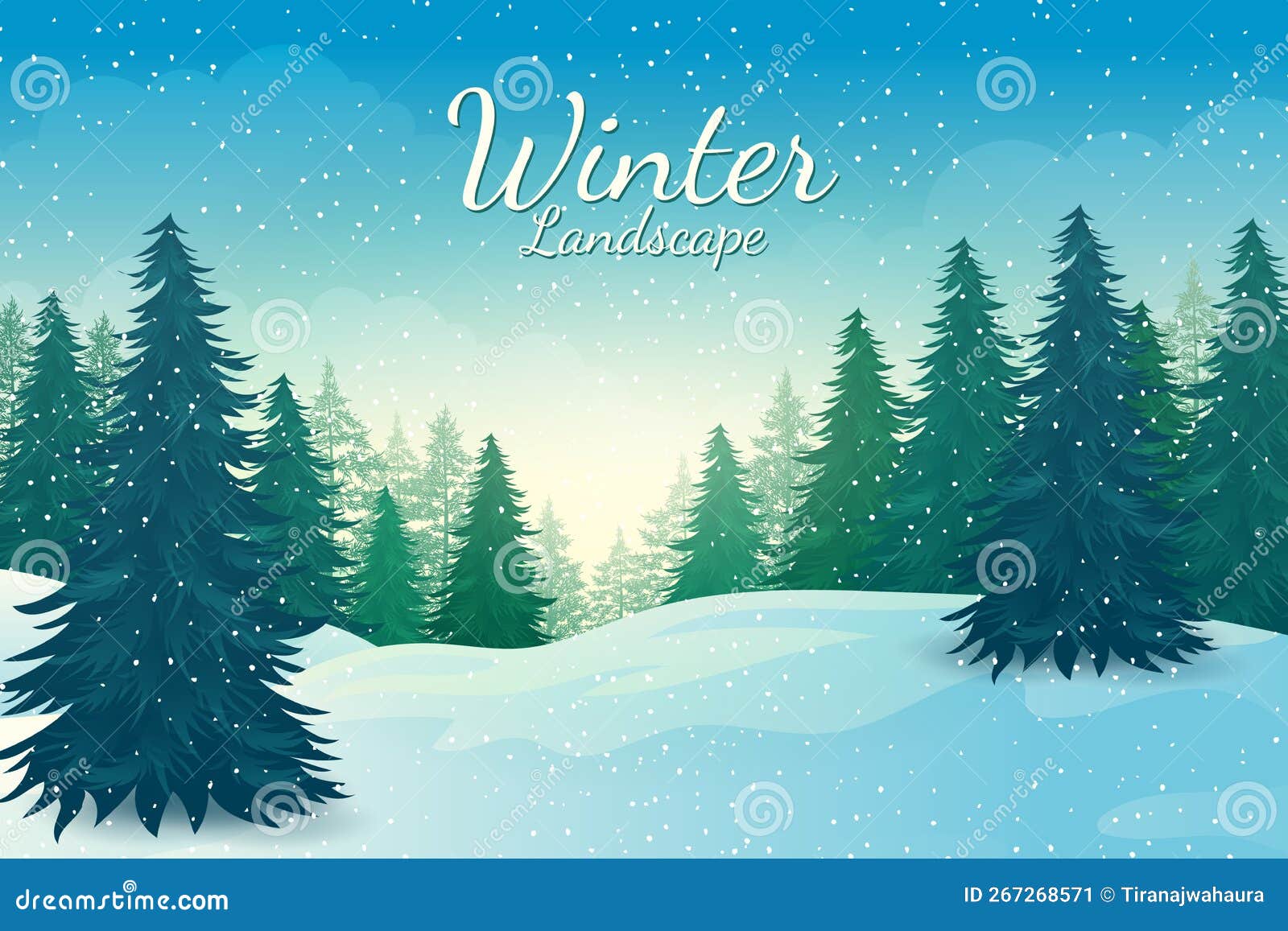 Beautiful Winter Sunrise Landscape with Pine Forest, Mountains and ...