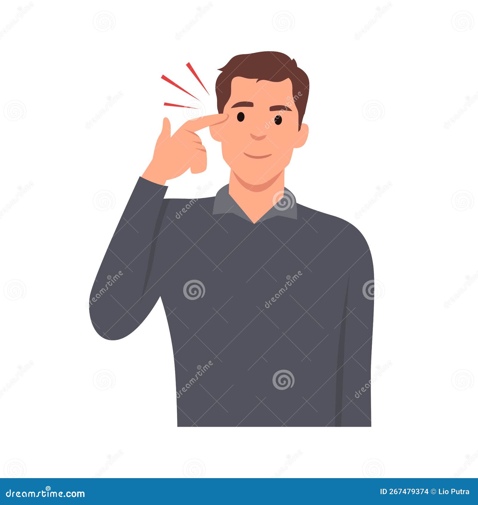 Young Man Touching His Temples And Remembering Something. Vector ... Young Man Touching His Temples And Remembering Something. Vector ...