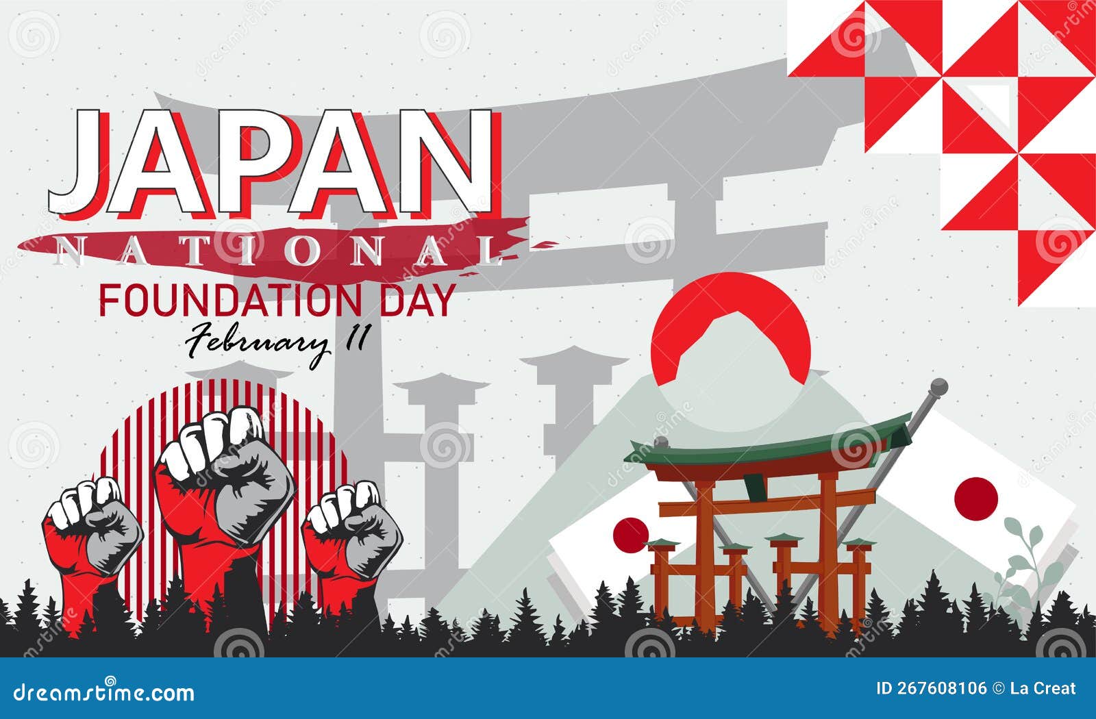Japan Nation Foundation Day February Stock Vector - Illustration of ...