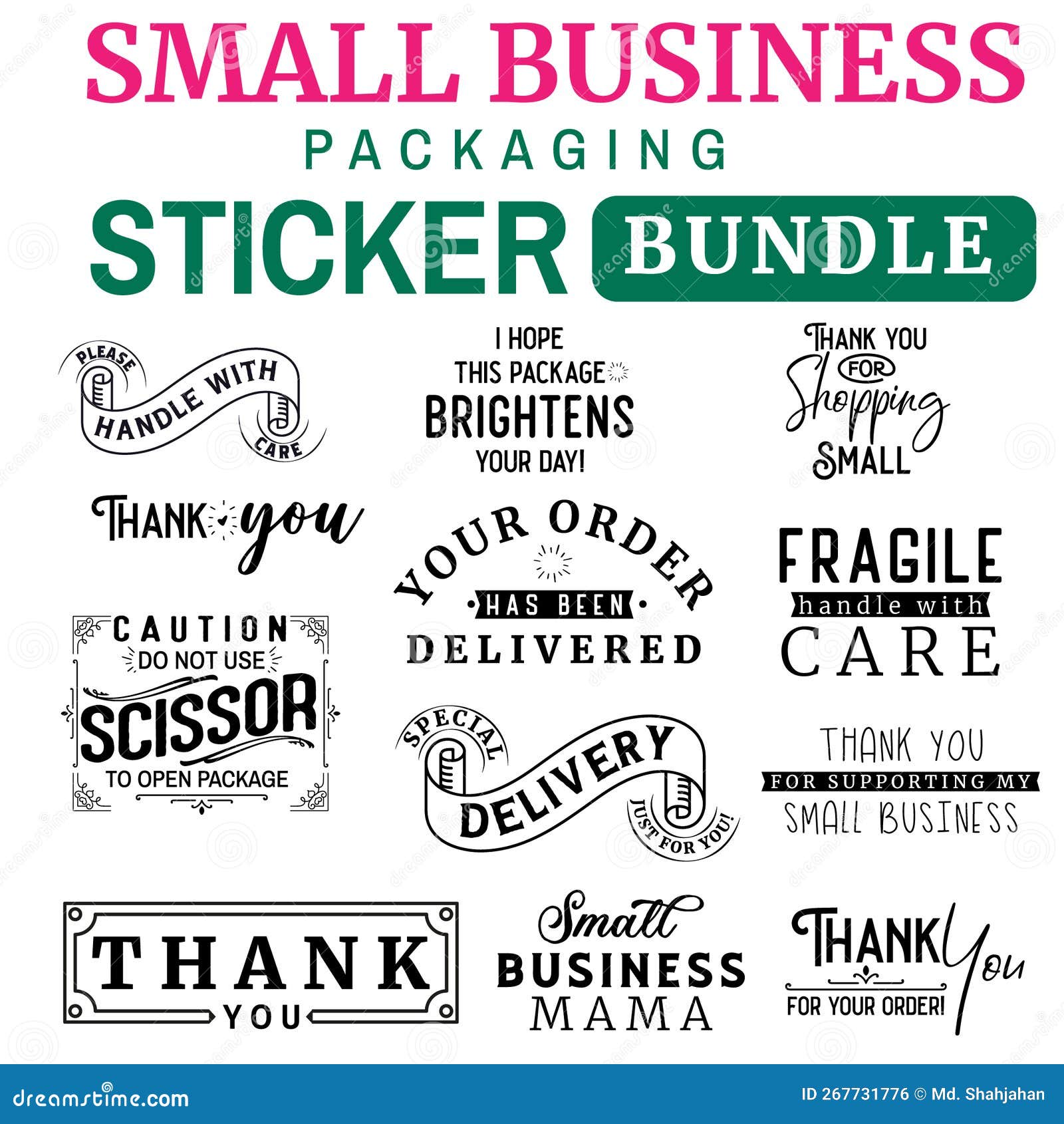 Small Business Packaging Sticker Bundle: Hand-drawn Typography Designs ...