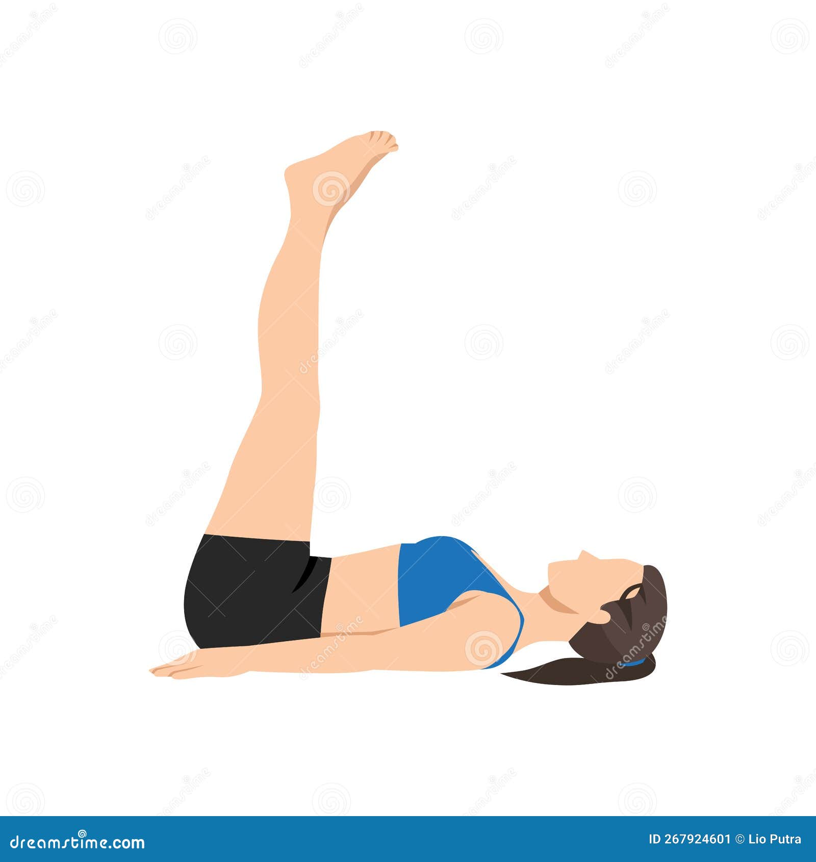 Woman Doing Yoga in Half Plough Pose Vector. Girl Lying on the Floor ...