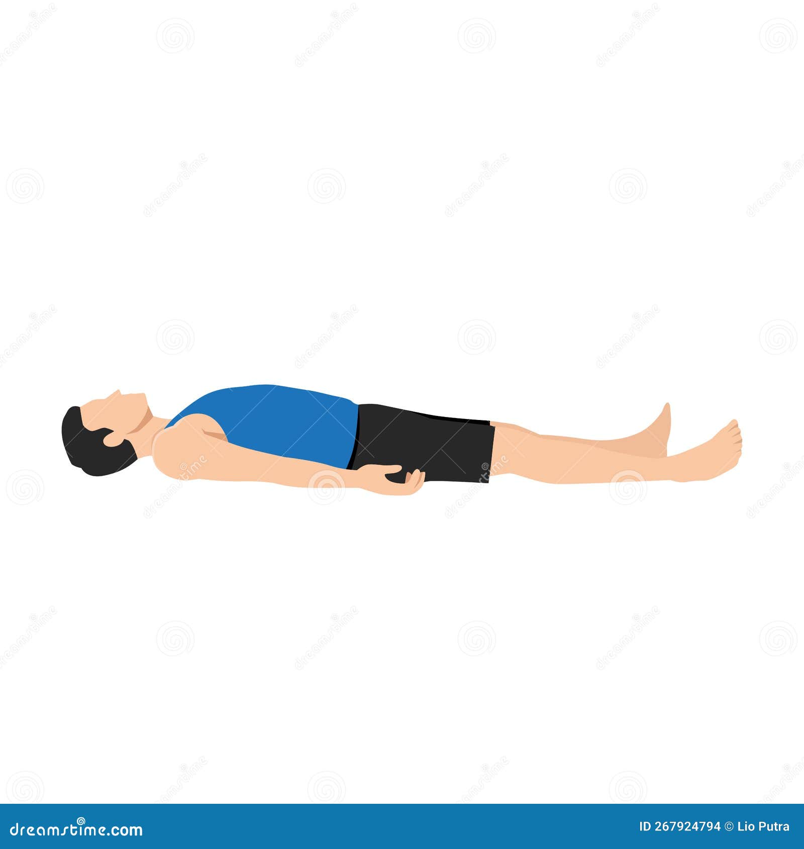 Man Doing Shavasana or Corpse Pose. Yoga Practice Exercise Stock Vector ...