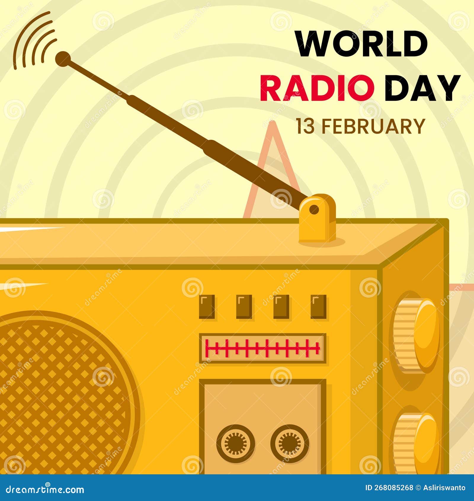 Simple Radio Day Design Templete. Minimal, 3d and Flat Concept Stock ...