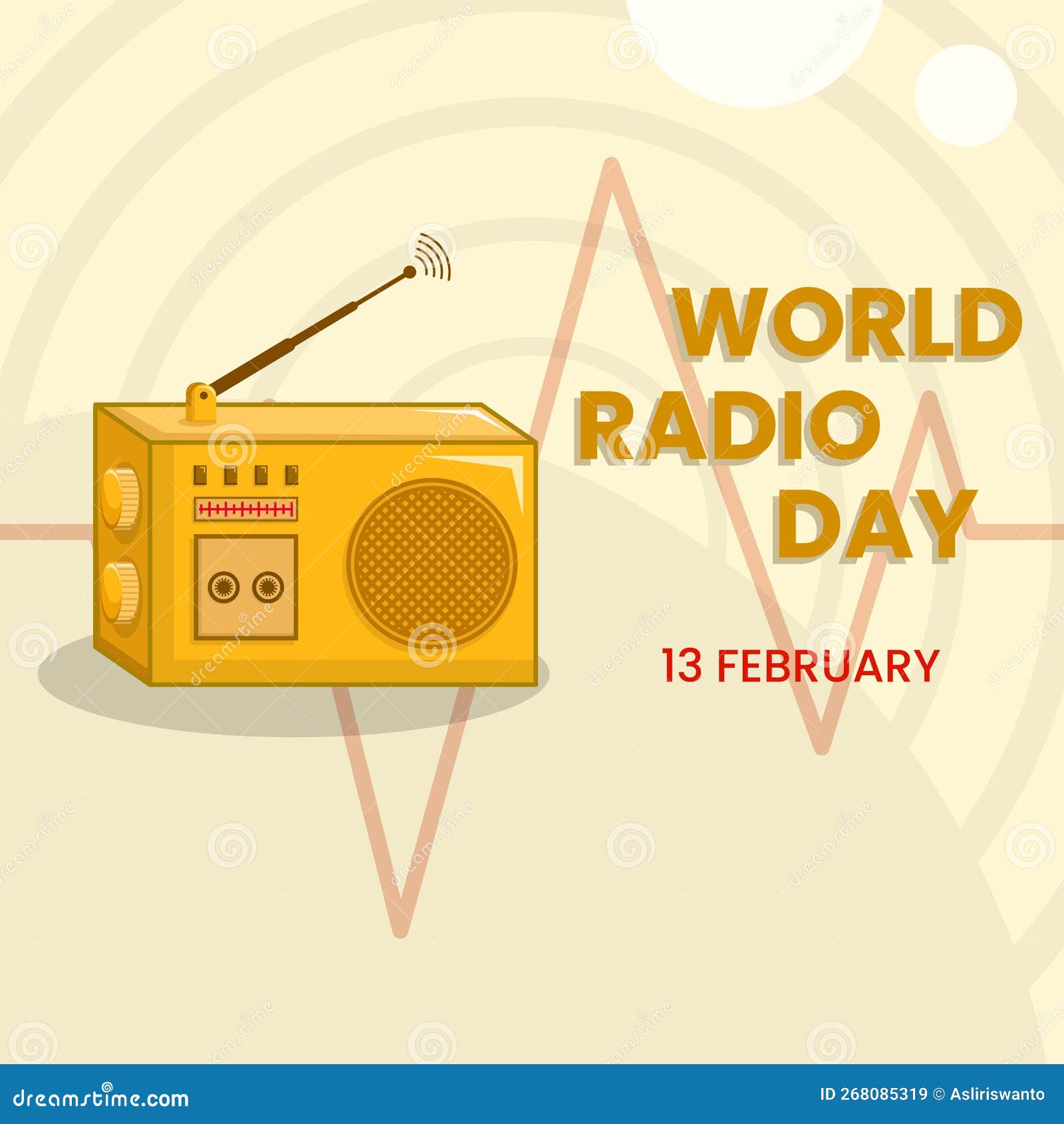 Yellow Radio Icon for World Radio Day Design Templete. Simple, 3d and ...