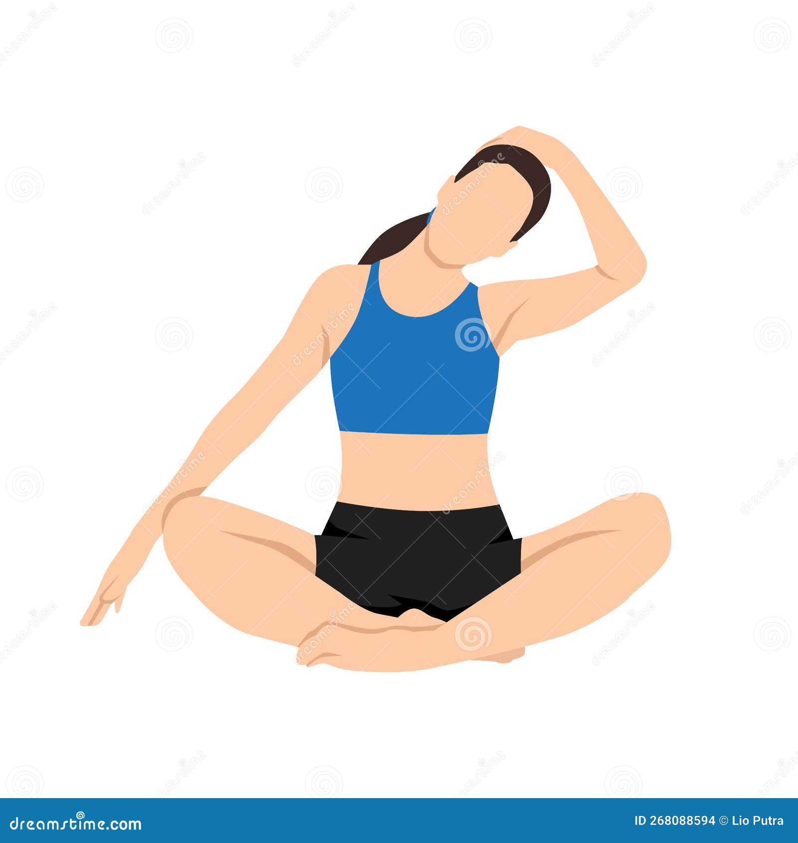 Woman Doing Meditating and Seated Stretching Neck To the Side. Stock ...