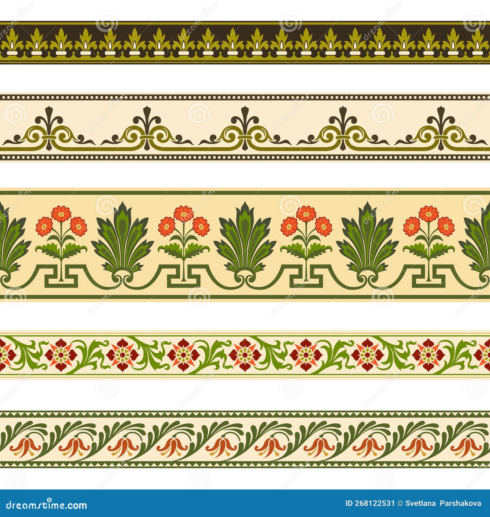 Decorative Seamless Floral Borders, Classic Art. Stock Vector ...