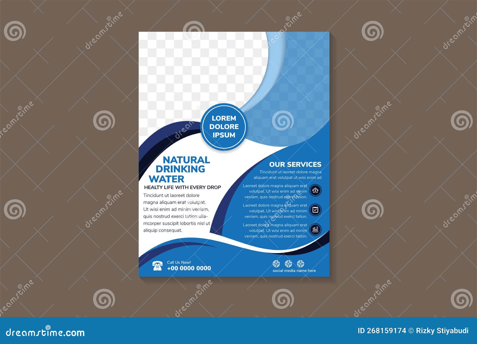 Natural Drinking Water Flyer Template Design. Stock Vector ...