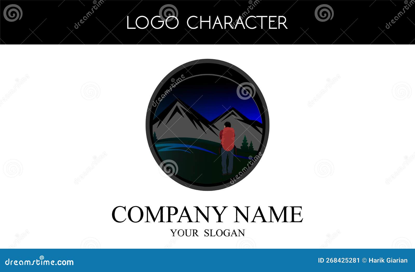 Backpacker and Mountain Logo Design Stock Vector - Illustration of ...