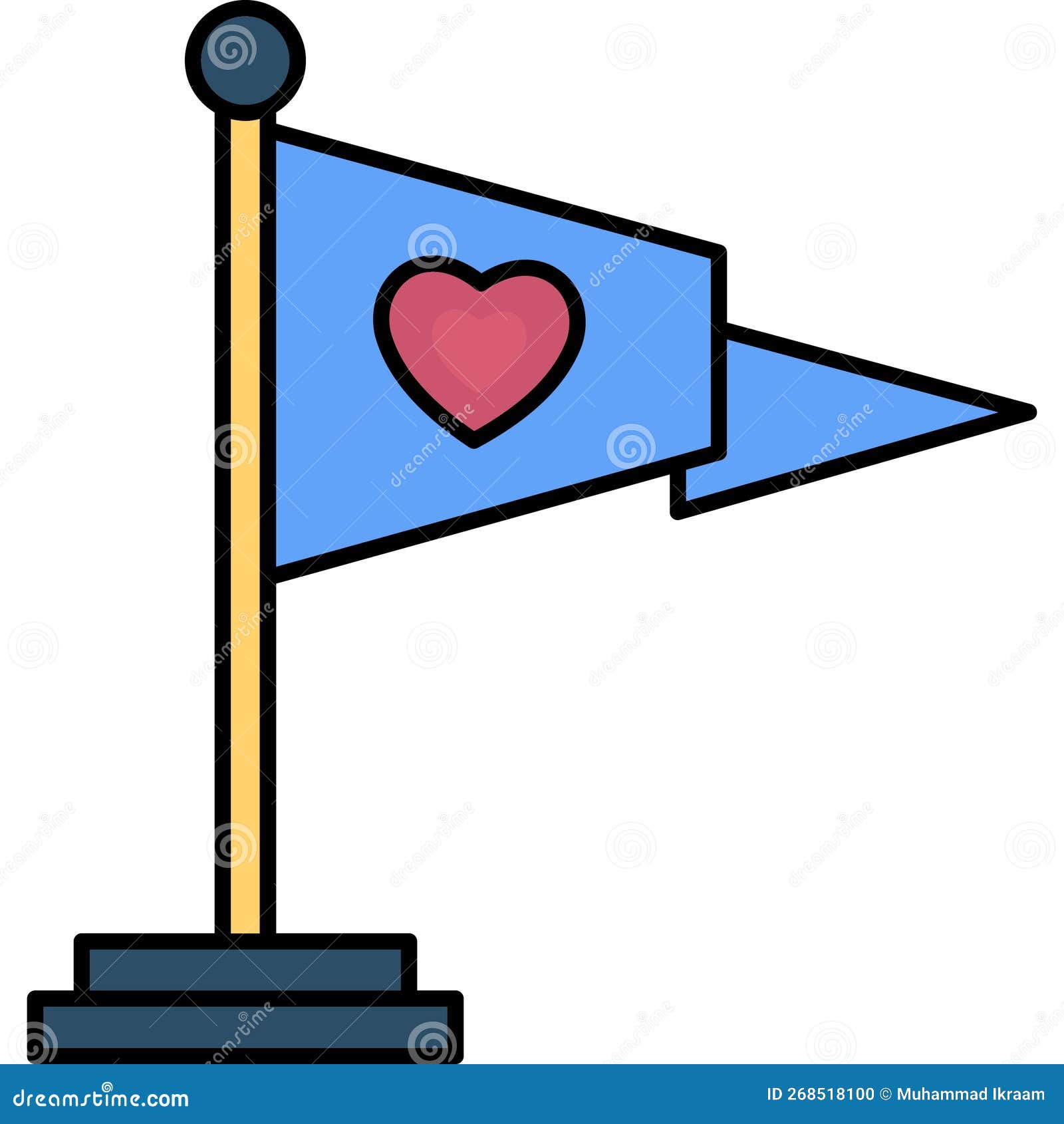 Heart Flag Which Can Easily Edit or Modify Stock Vector - Illustration ...