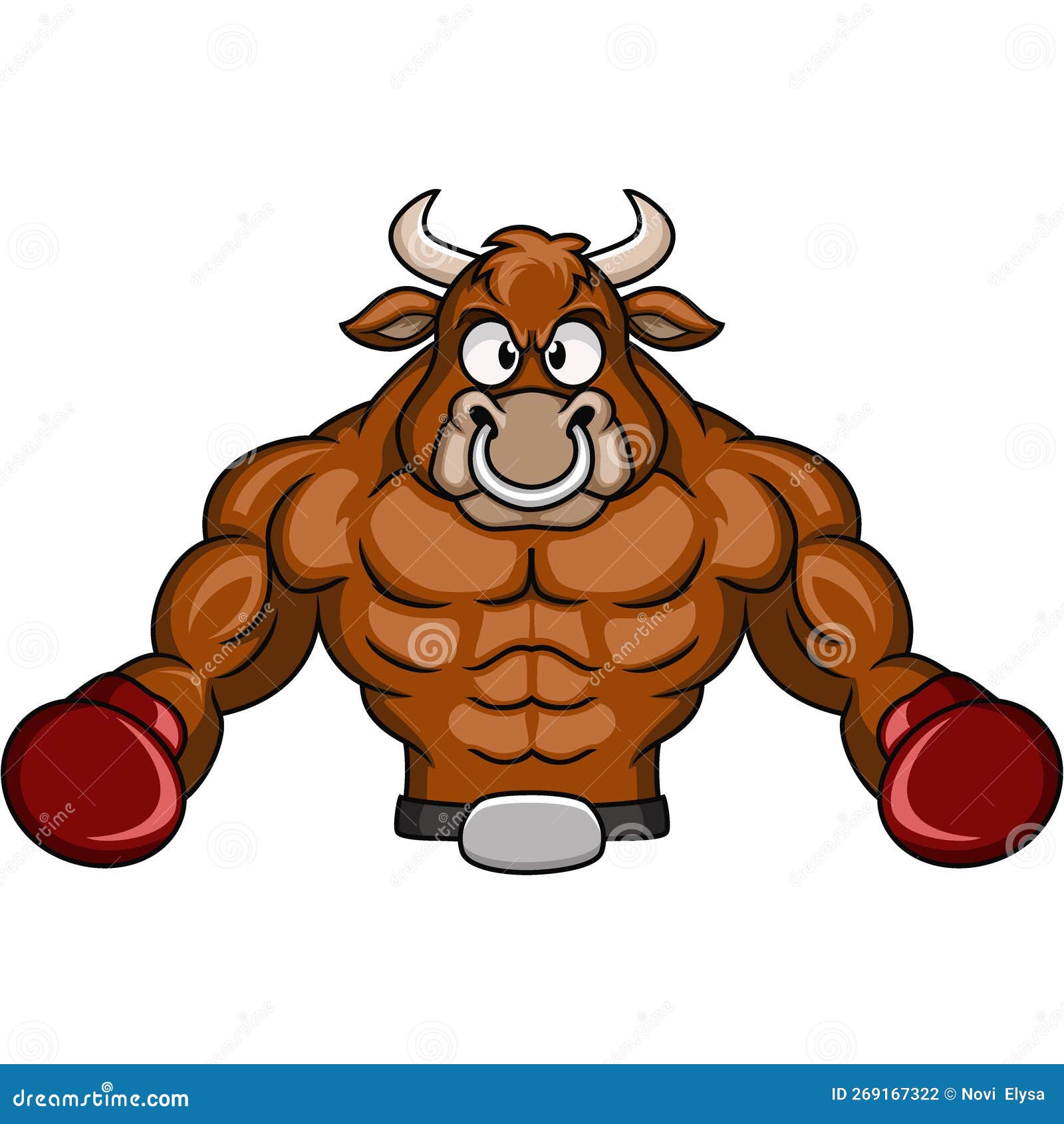 Cartoon Bull a Boxing Player Stock Vector - Illustration of america ...