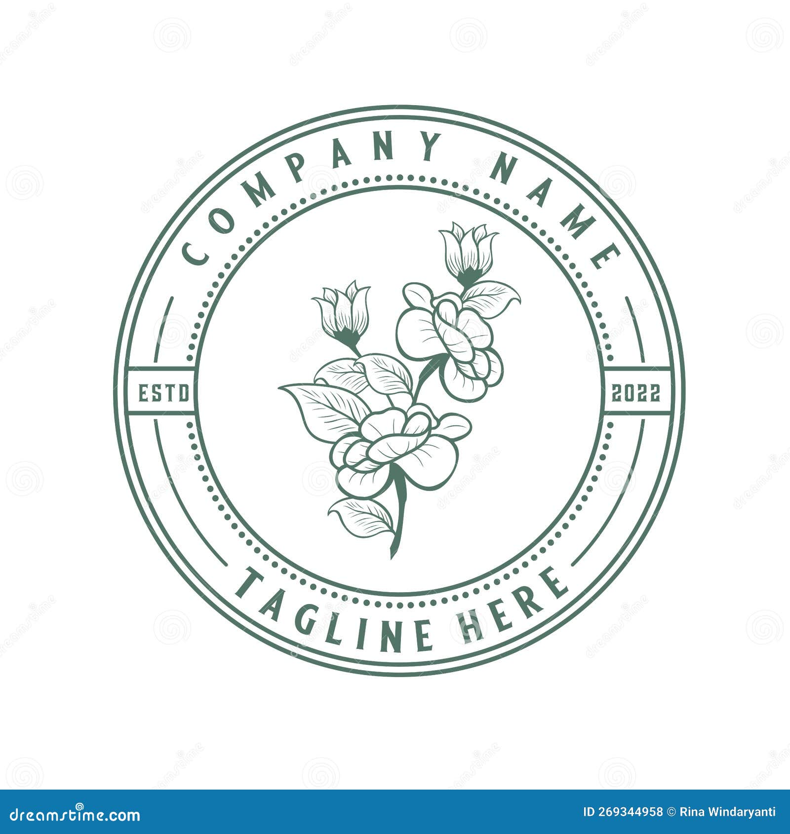 Magnolia Flower Vector Logo Design. Stock Illustration - Illustration ...