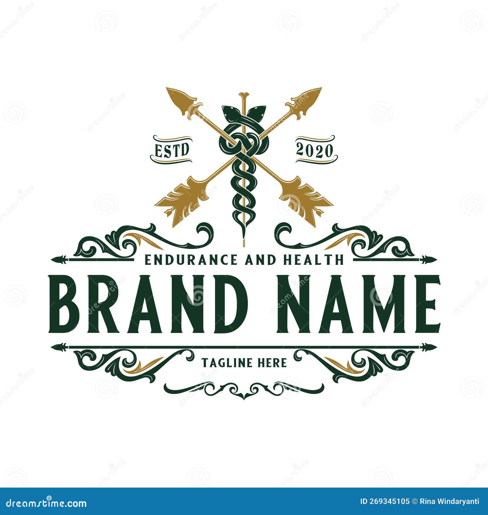 Apothecary Classic Logo Design. Theme of Two Snakes Wrapped Around ...