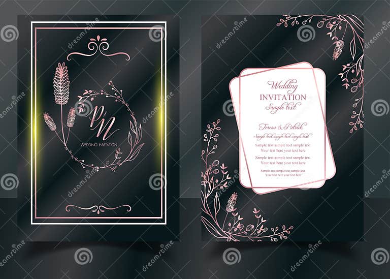 Wedding Invitation Card with Beautiful Blooming Floral Watercolor Background. Elegant Wedding ...