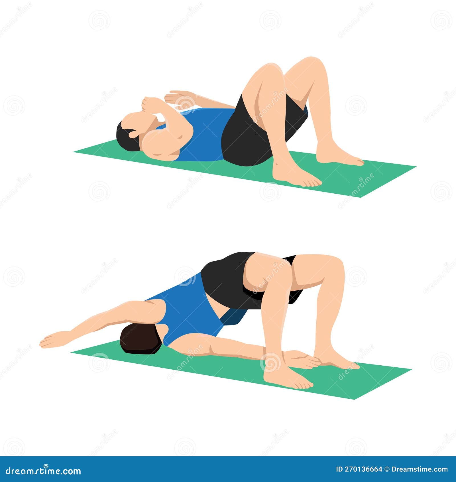 Plank Reach Throughs Exercise Cartoon Vector | CartoonDealer.com #147257971