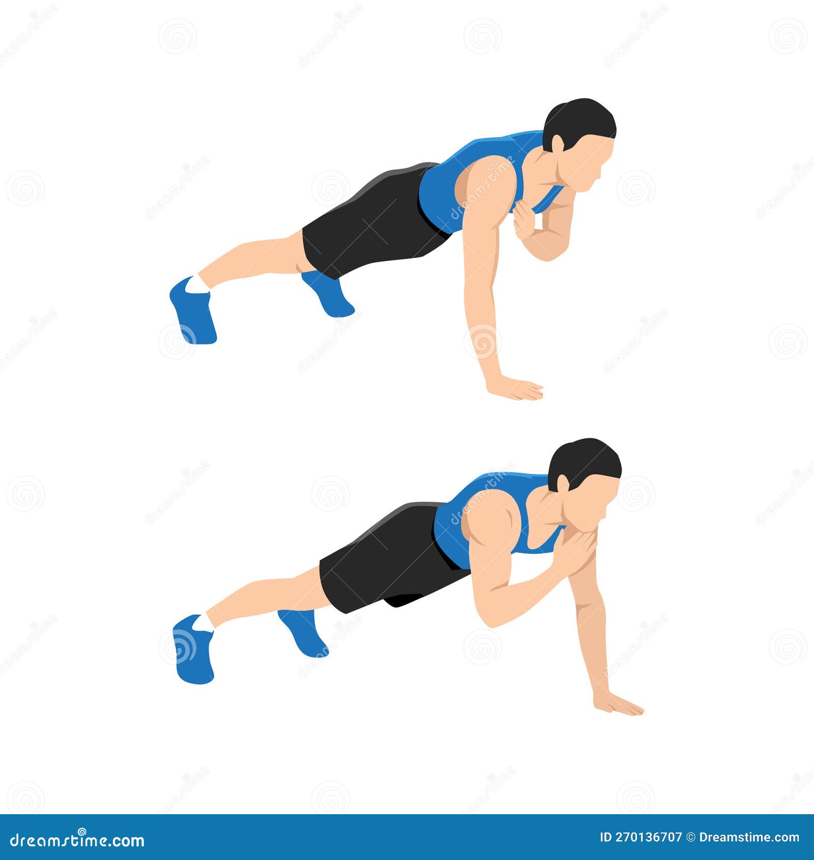 Plank Shoulder Taps Exercise. Flat Vector Illustration Isolated on ...