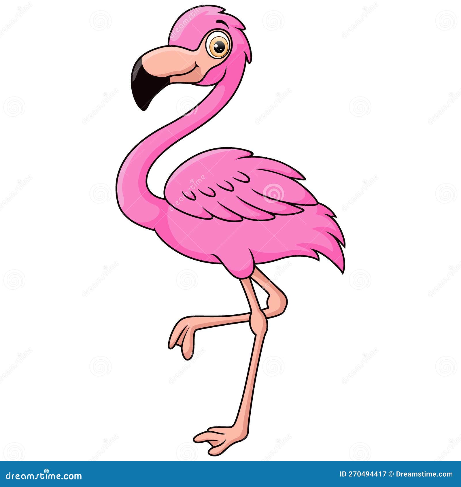 Cute Flamingo Cartoon on White Background Stock Vector - Illustration ...