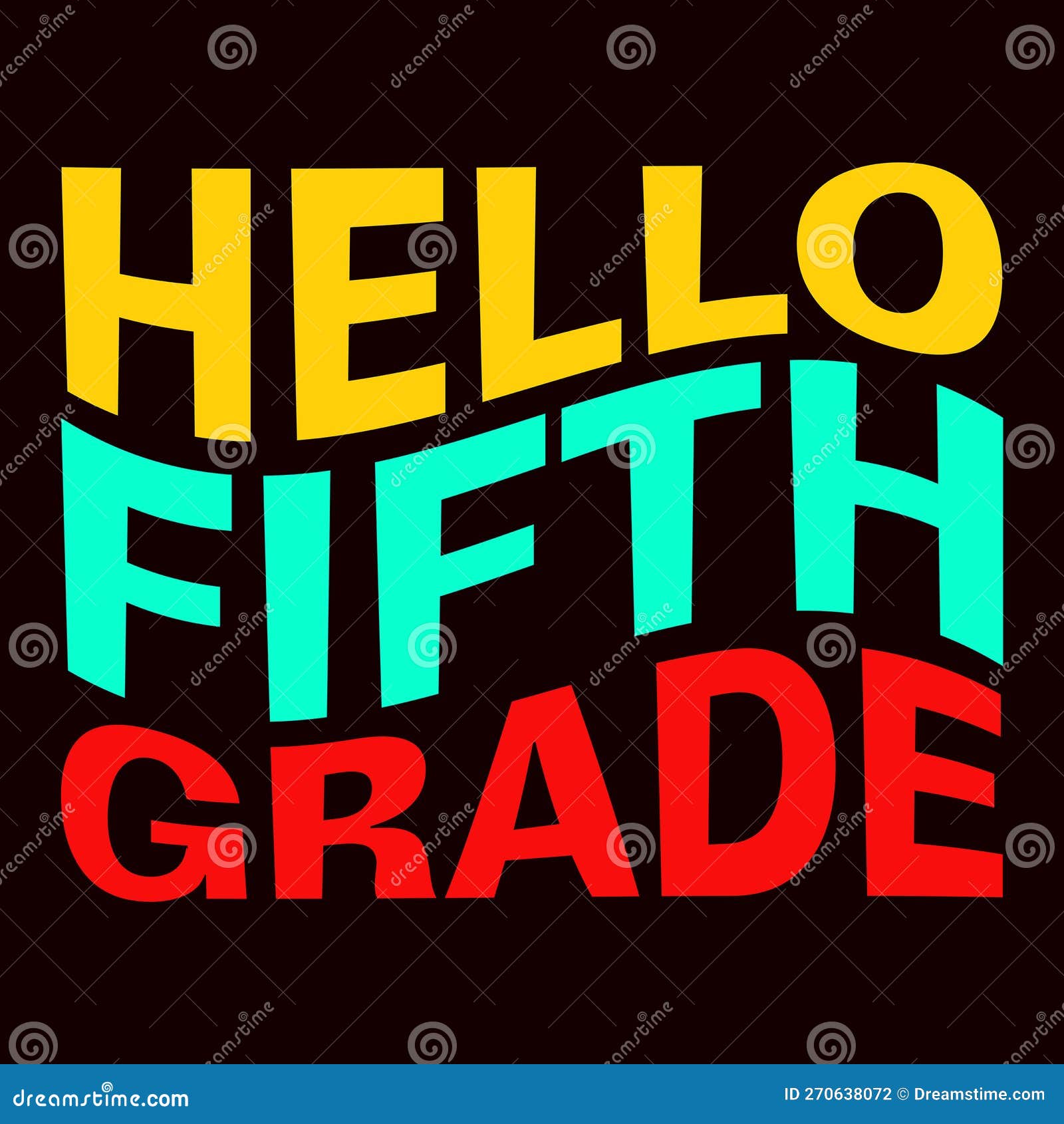 Hello Fifth Grade, Typography Design for Kindergarten Pre K Preschool ...