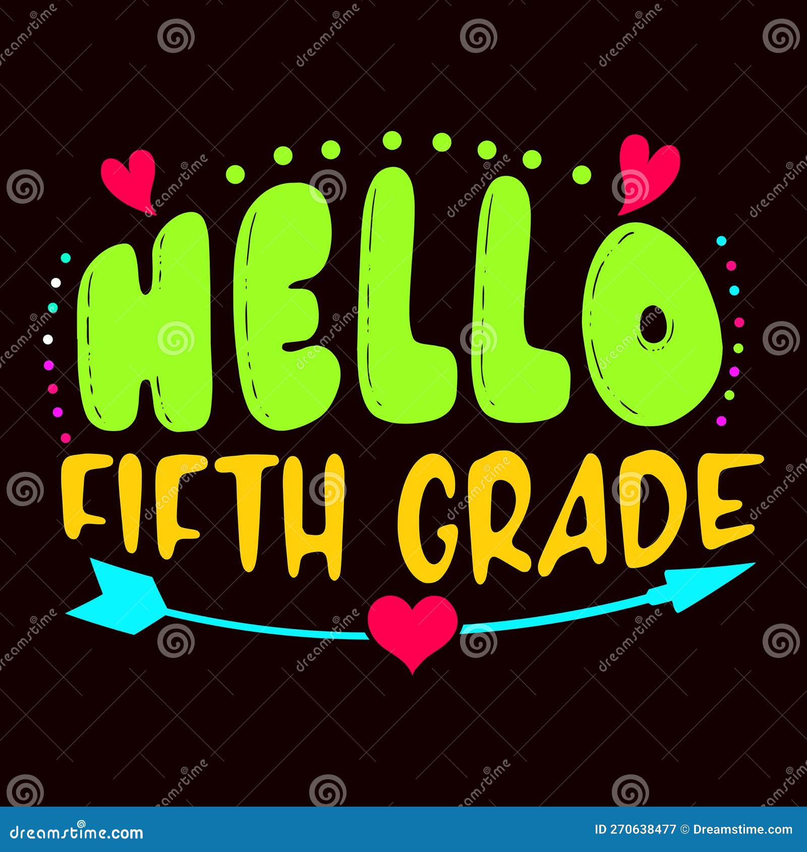 Hello Fifth Grade, Typography Design for Kindergarten Pre K Preschool ...