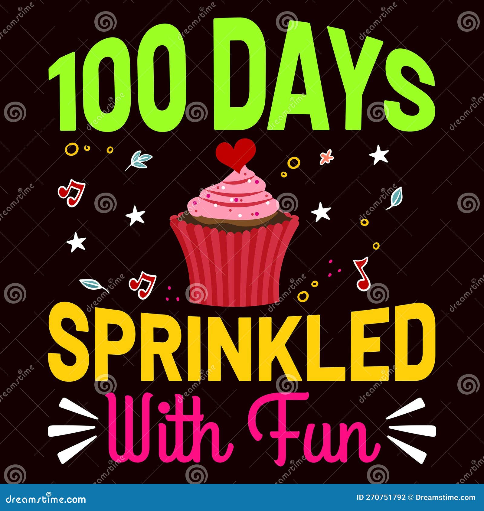 100 Days Sprinkled with Fun, Typography Design for Kindergarten Pre K ...